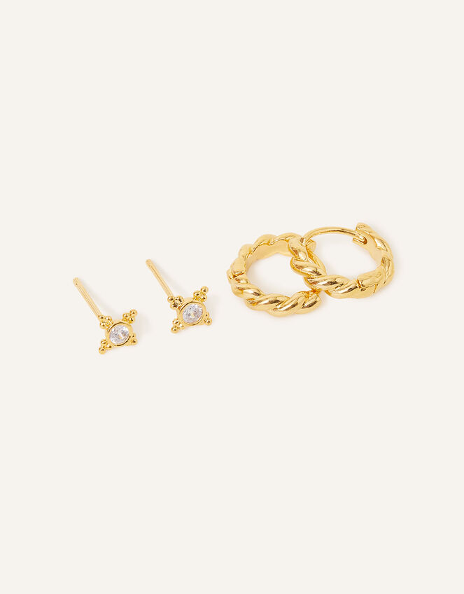 14ct Gold-Plated Sparkle Earrings Set of Two | Gold Plated | Accessorize UK