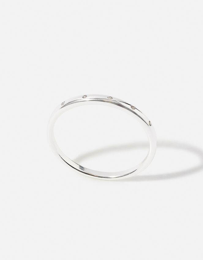 Sterling Silver Crystal Inset Band Ring White | Sterling silver ...
