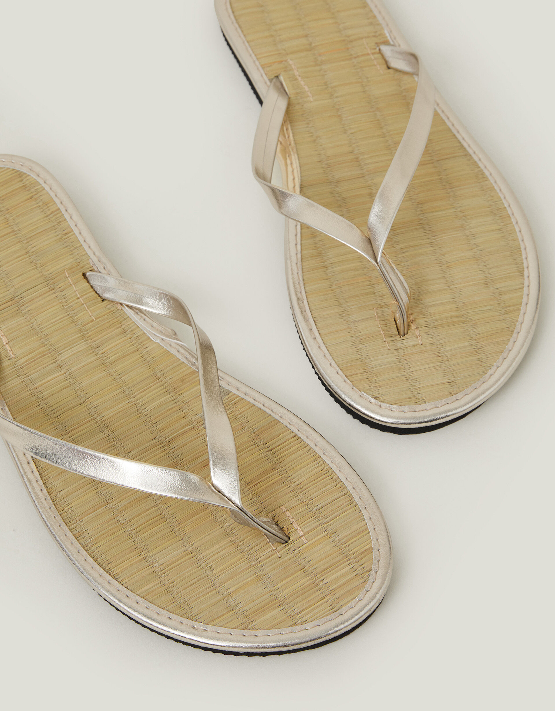 Plain Seagrass Flip Flops Gold | Flip flops | Accessorize UK