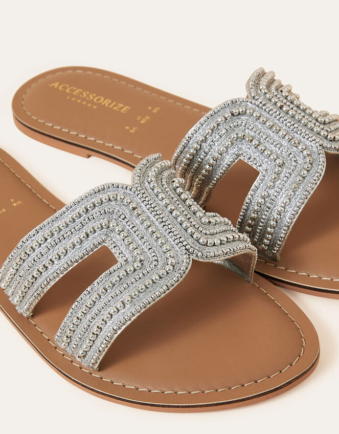 Bella Beaded Sliders Silver | Sandals & Flip Flops | Accessorize UK
