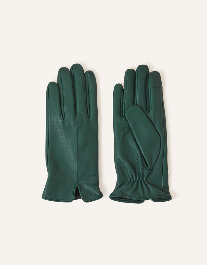 Touchscreen Leather Gloves Green | Gloves | Accessorize UK
