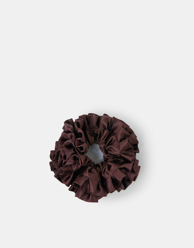 Oversized Ruffle Satin Hair Scrunchie Brown | Hair Accessories ...