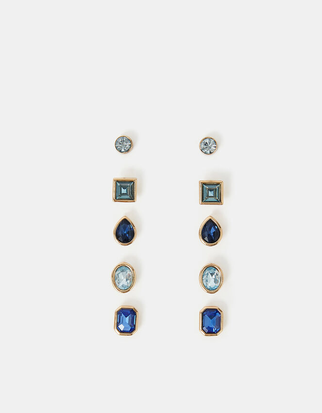 5-Pack Gem Stud Earrings Blue | Stud Earrings | Accessorize Global