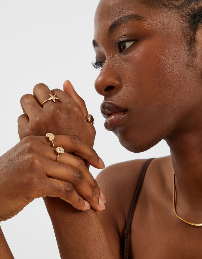 4-Pack Under The Sea Rings Gold | Stacking Rings | Accessorize Global