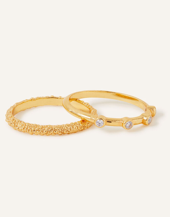 14ct Gold-Plated Sparkle Rings Set of Two Gold | Z for Accessorize ...