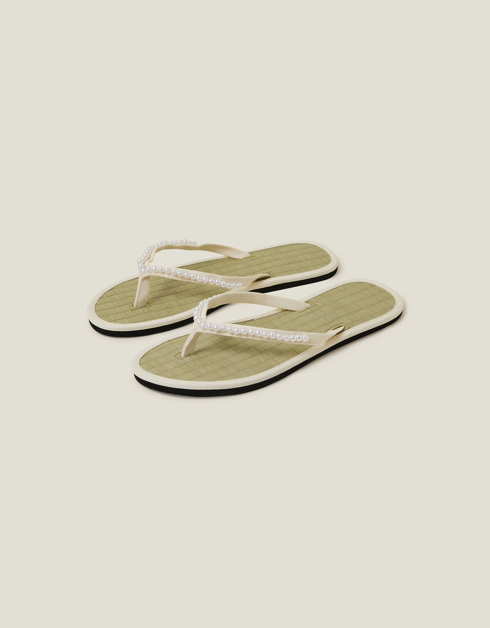 Pearl Seagrass Flip Flops Cream | Sandals & Flip Flops | Accessorize Global