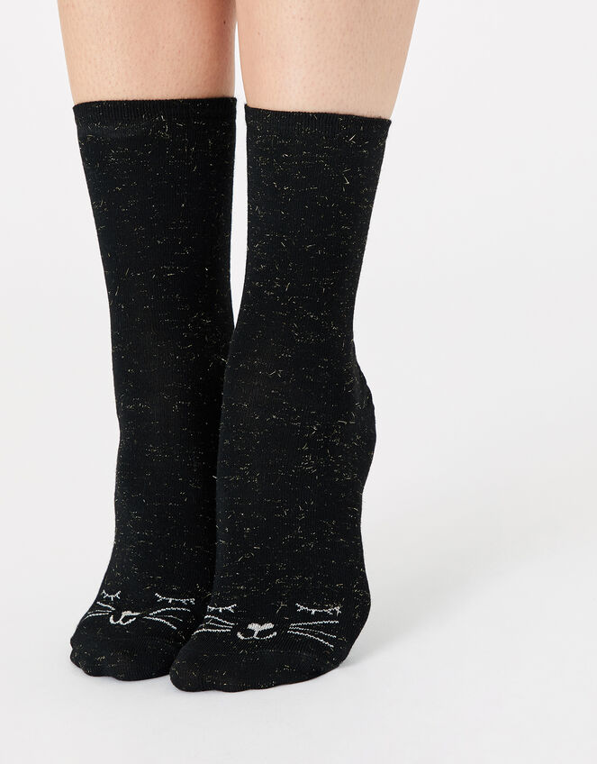 Sandy Sparkle Cat Face Socks | Socks & Tights | Accessorize Global