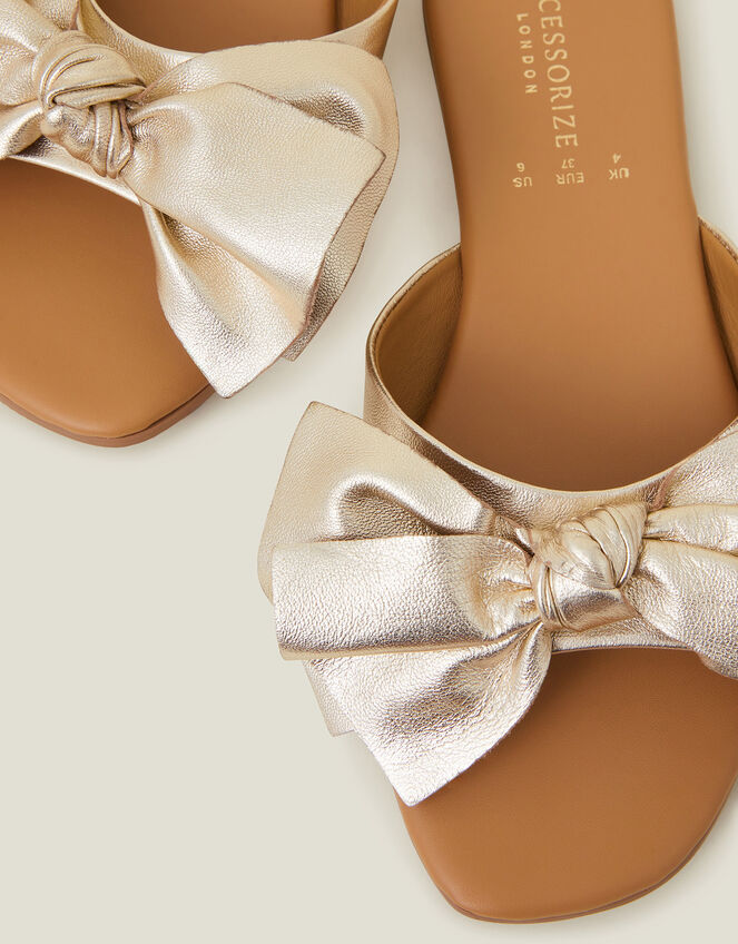 Metallic Bow Slide Sandals Gold | Sandals & Flip Flops | Accessorize UK