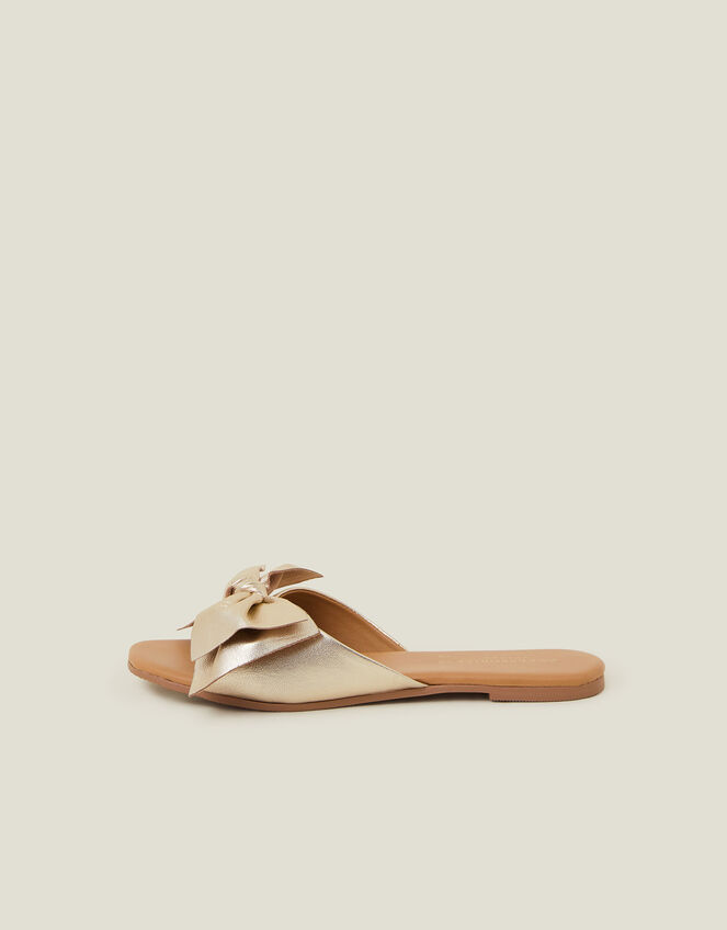 Metallic Bow Slide Sandals Gold | Sandals & Flip Flops | Accessorize Global