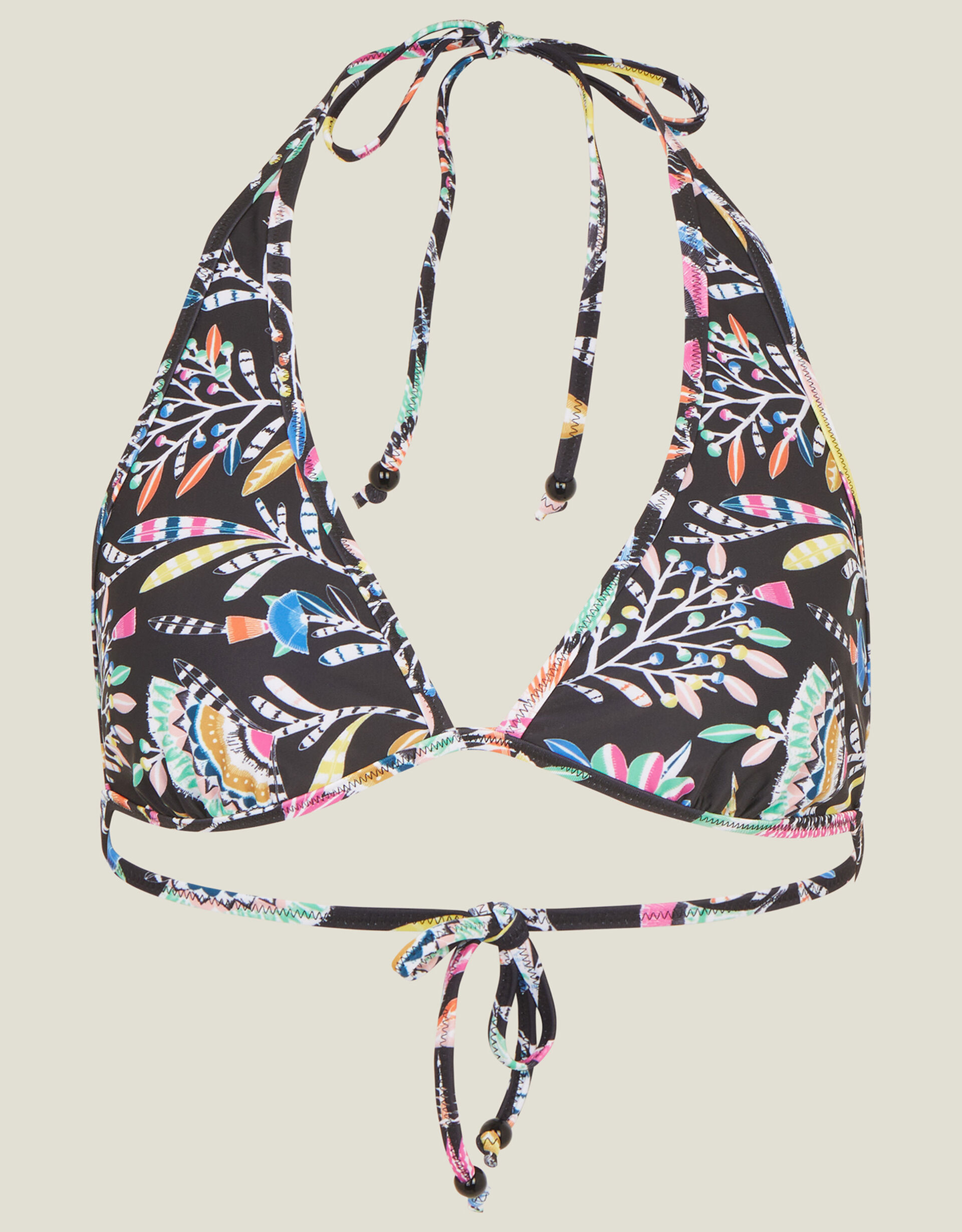 Fan Print Triangle Bikini Top Black Bikini Tops Accessorize Uk