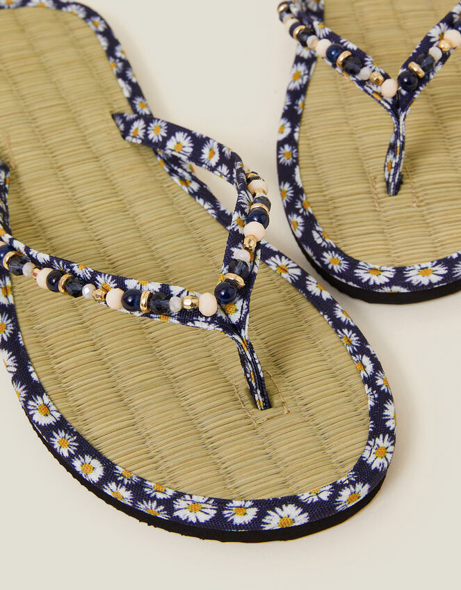 Daisy Print Seagrass Footbed Sandals Blue | Sandals & Flip Flops ...