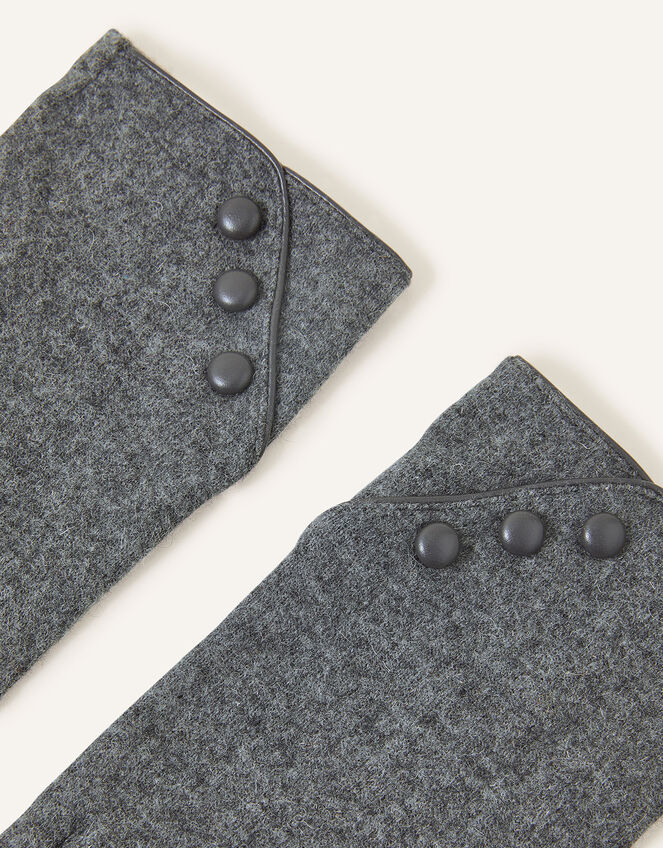 Touchscreen Button Gloves in Wool Blend Grey | Gloves | Accessorize UK