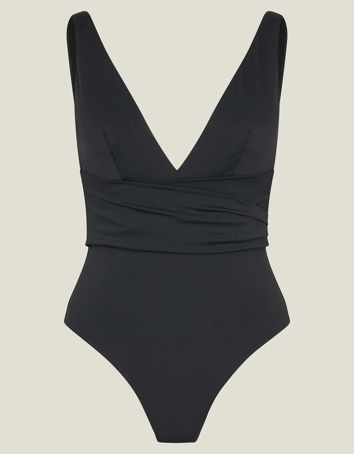 Plunge Wrap Shaping Swimsuit Black | Bikinis & Swimsuits | Accessorize ...