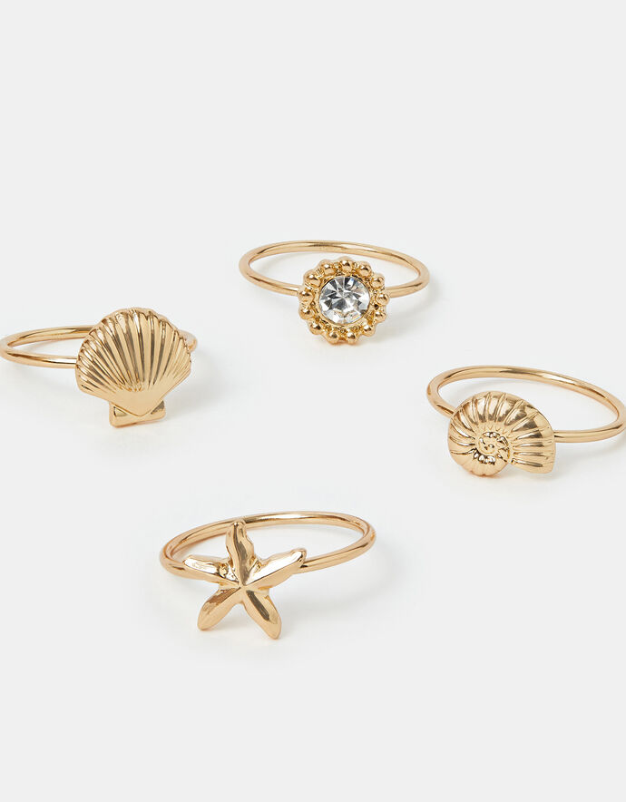 4-Pack Under The Sea Rings Gold | Stacking Rings | Accessorize Global