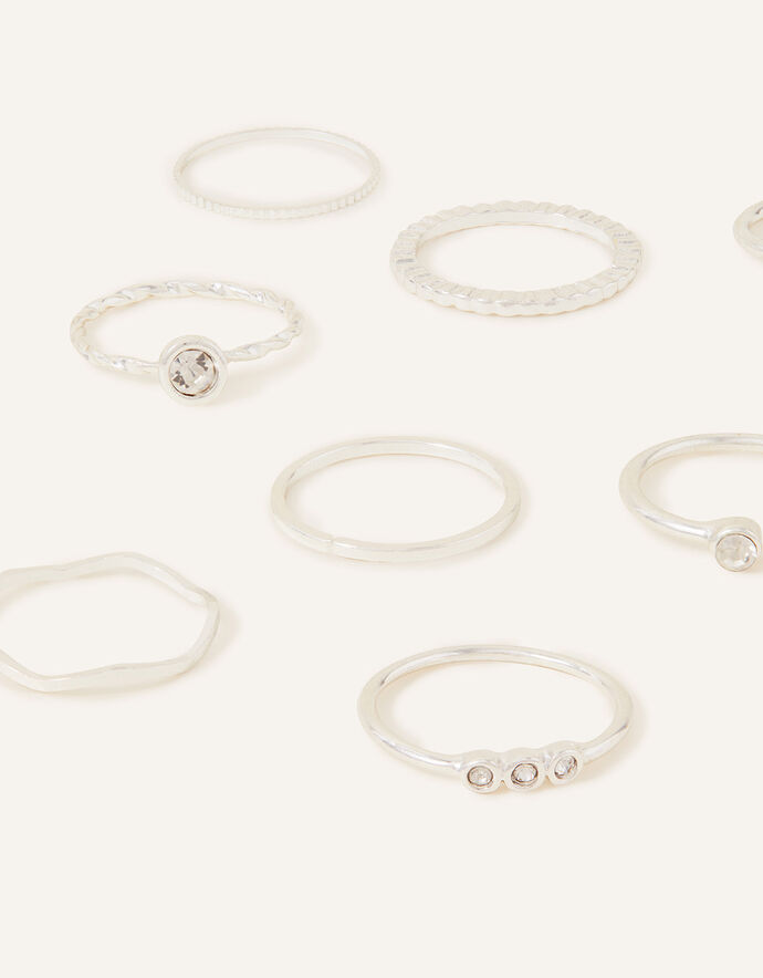 Crystal Rings 12 Pack Silver | Stacked rings | Accessorize Global
