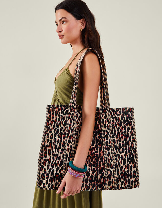 Leopard Print Quilted Shopper Bag | Beach bags | Accessorize UK