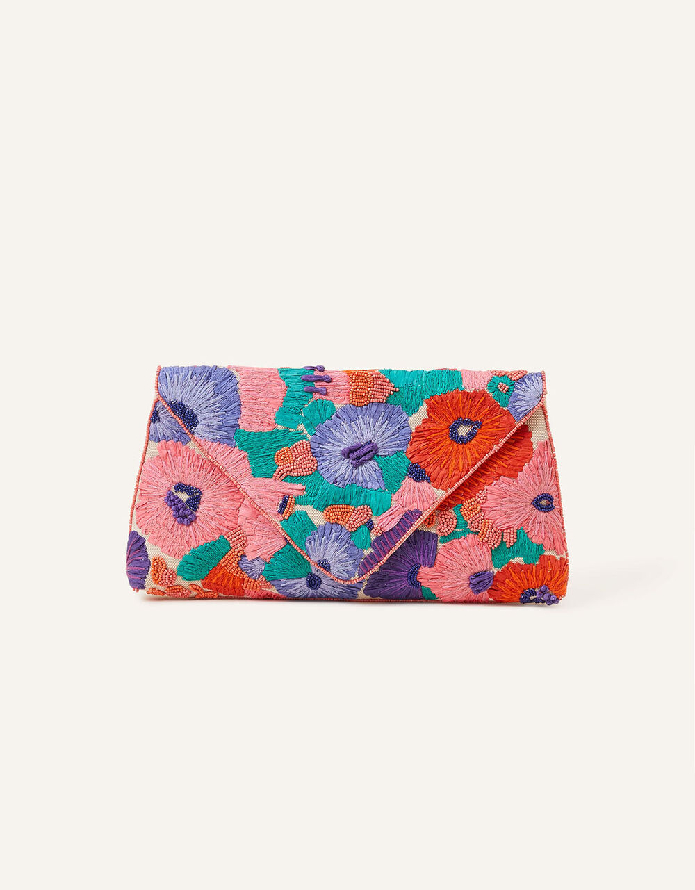 Raffia Embellished Floral Clutch Bag | Clutch bags | Accessorize UK