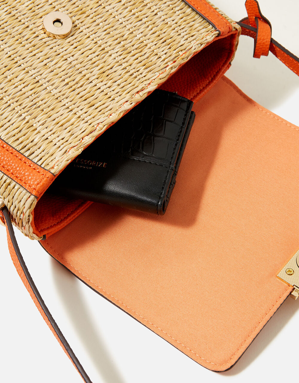 Vanessa Raffia Cross-Body Bag Orange | Cross-body bags | Accessorize UK