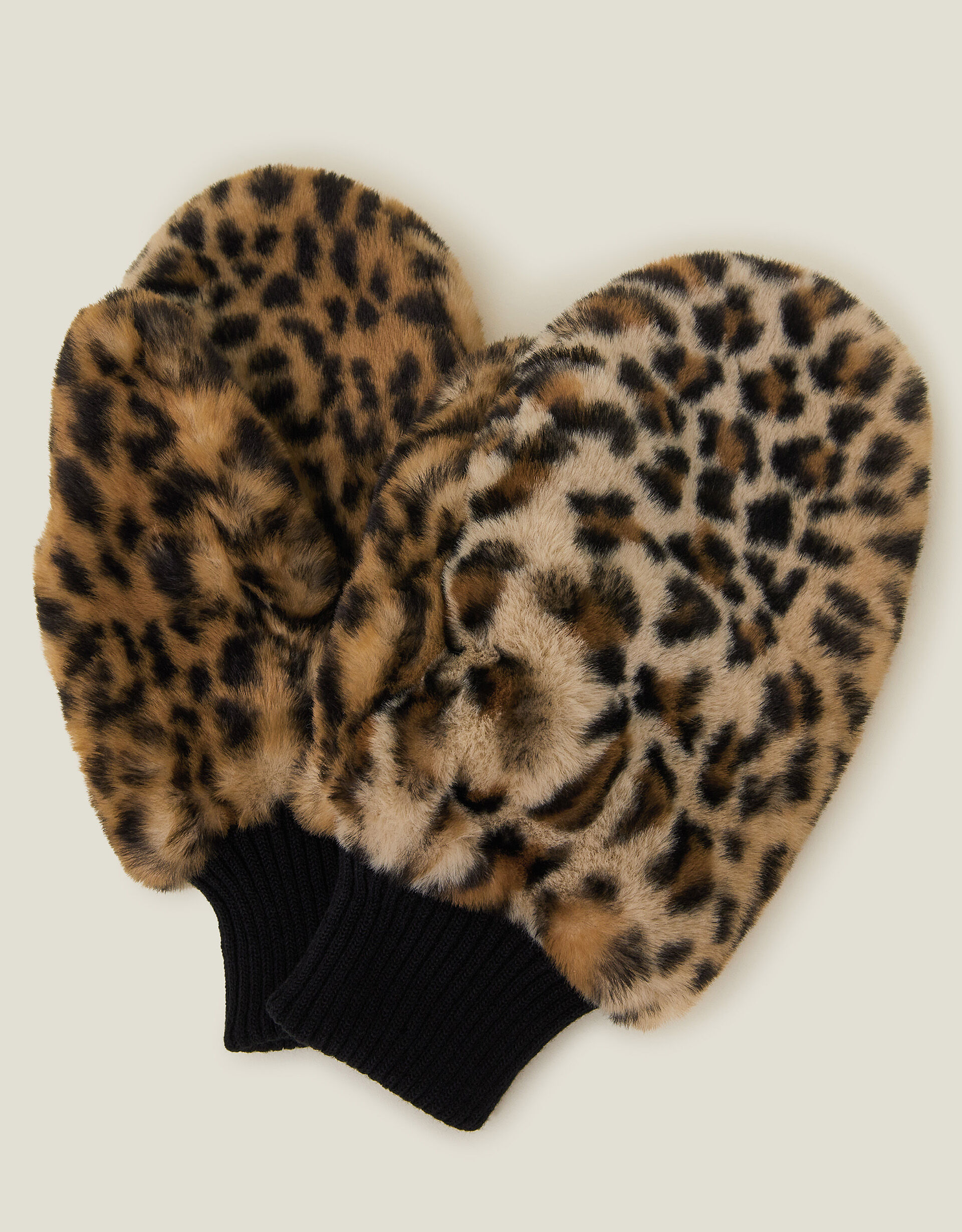 Soft Faux Fur Mittens Leopard