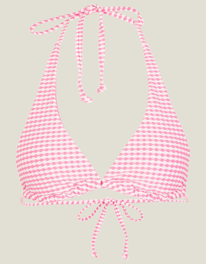 Seersucker Triangle Bikini Top Pink | Bikini tops | Accessorize UK