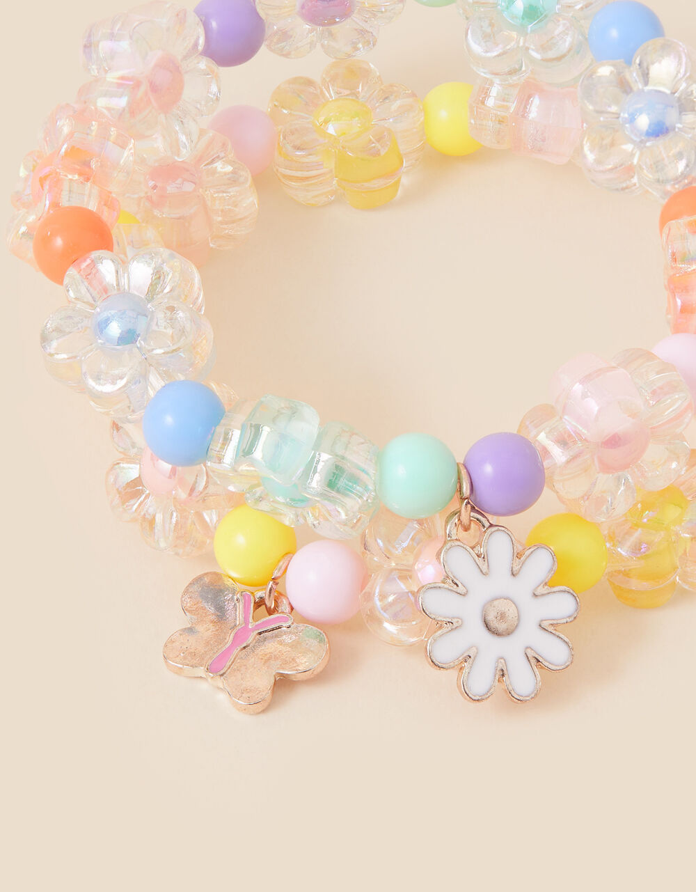 Girls Beaded Flower Bracelets Set of Two | Girls bracelets | Accessorize UK