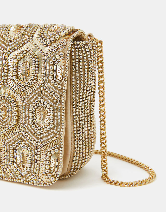 Embellished Fold Over Clutch Bag Gold | Clutches | Accessorize UK