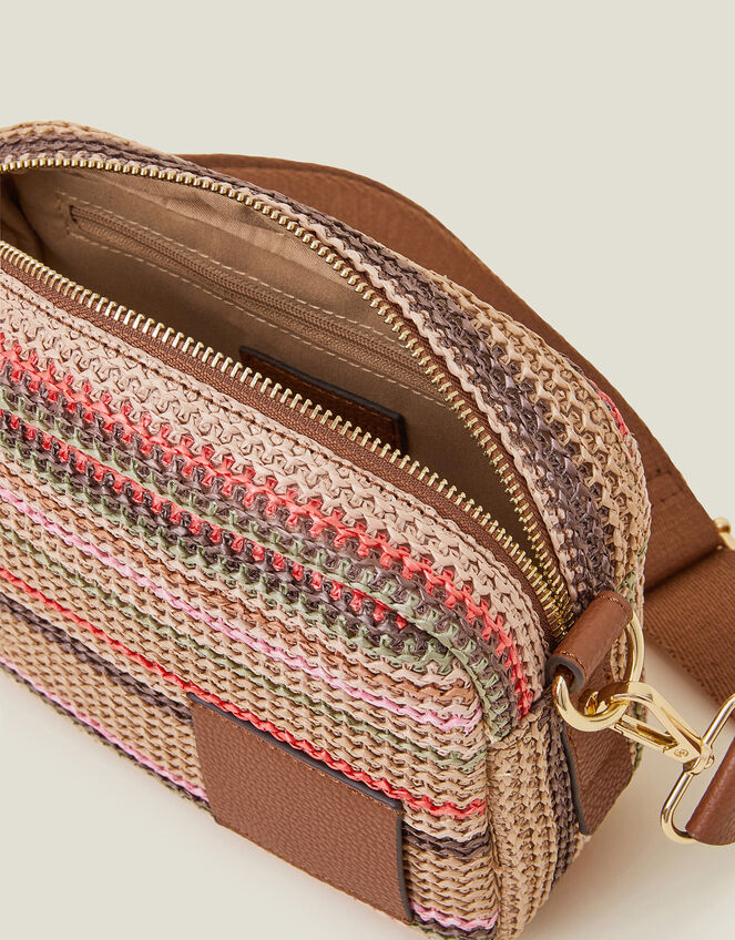 Small Stripe Raffia Cross-Body Bag | Beach Bags | Accessorize UK
