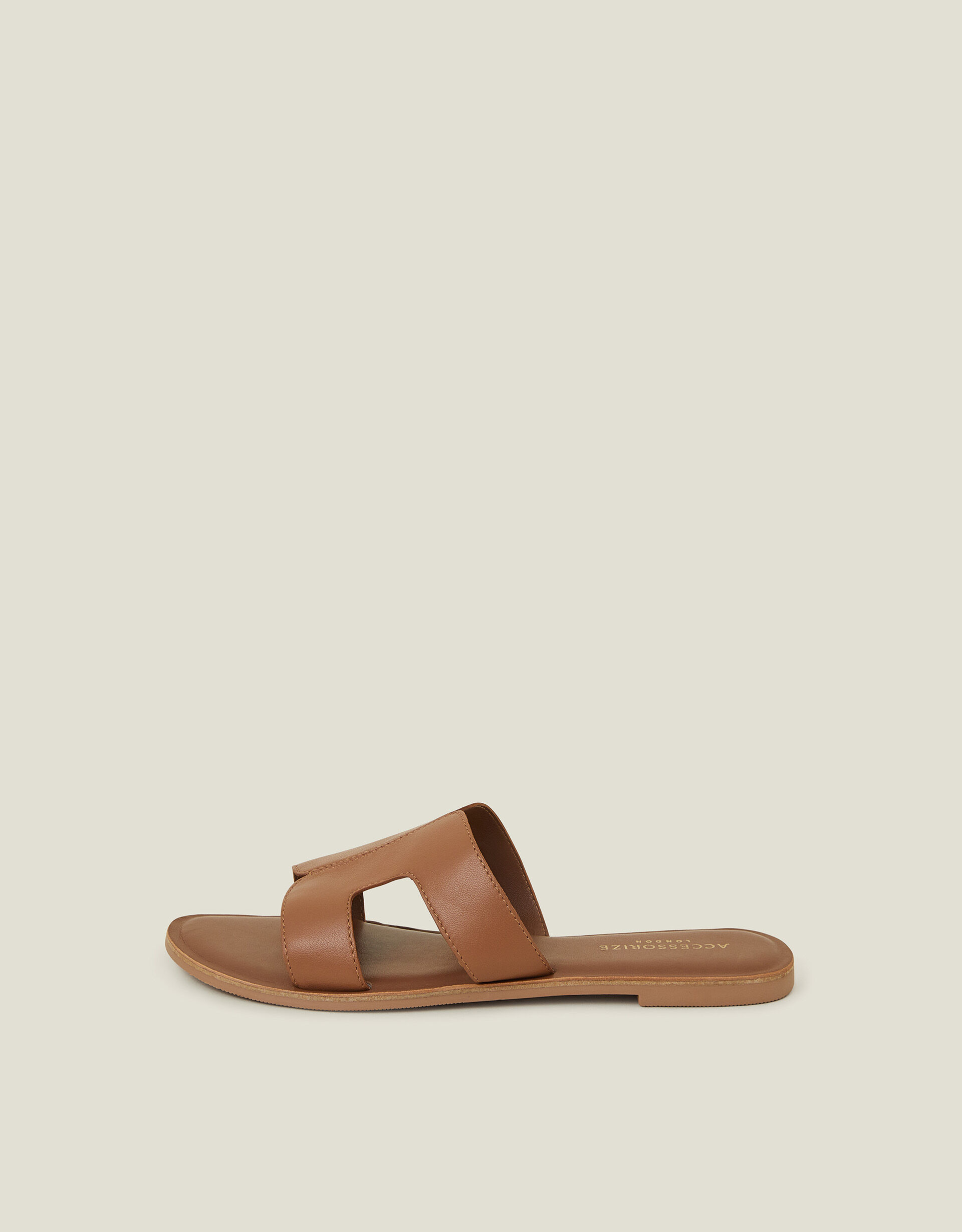 Leather Cut-Out Sliders Tan | Sandals & Flip Flops | Accessorize UK