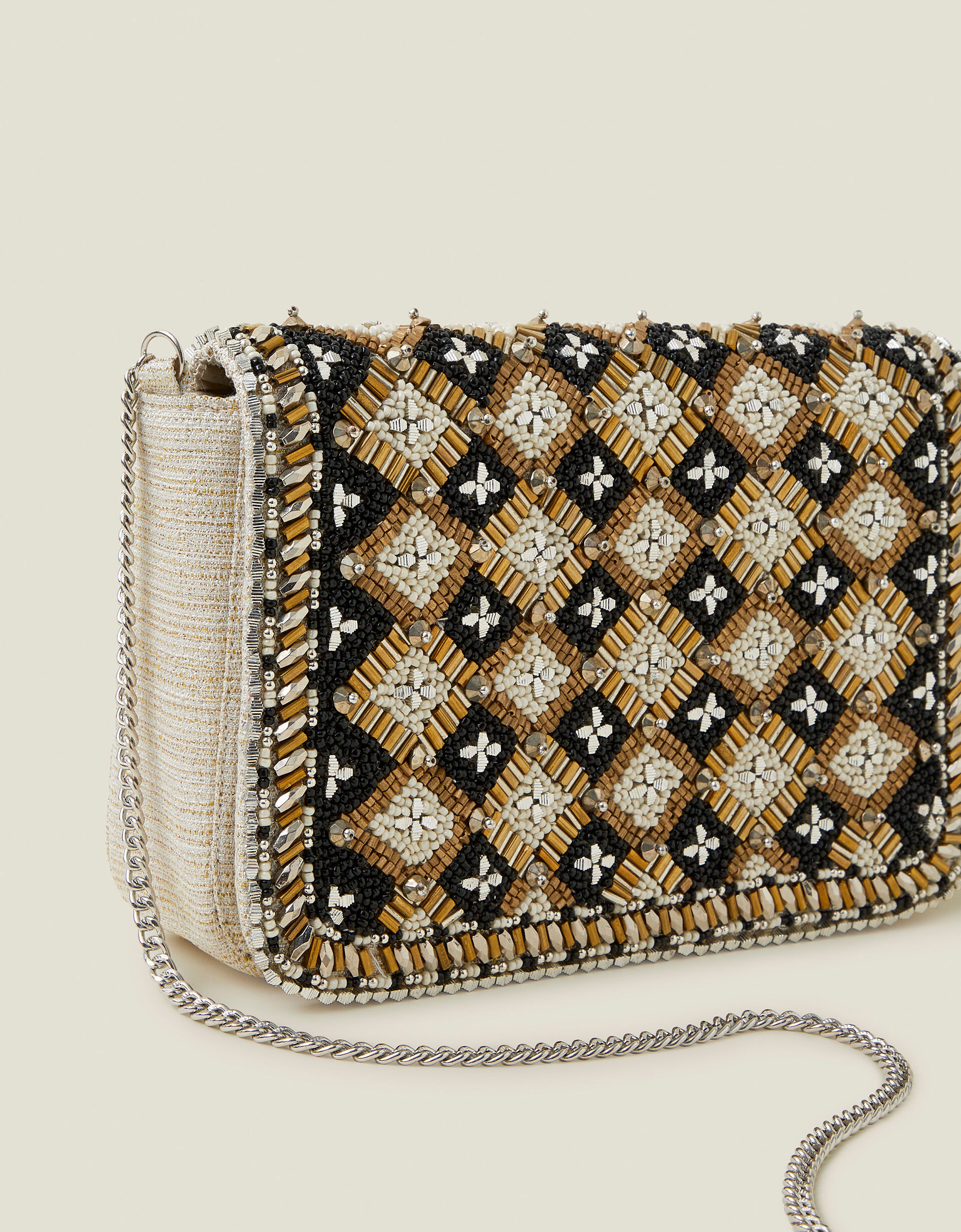 Embellished Metallic Fold-Over Clutch | Clutches | Accessorize Global