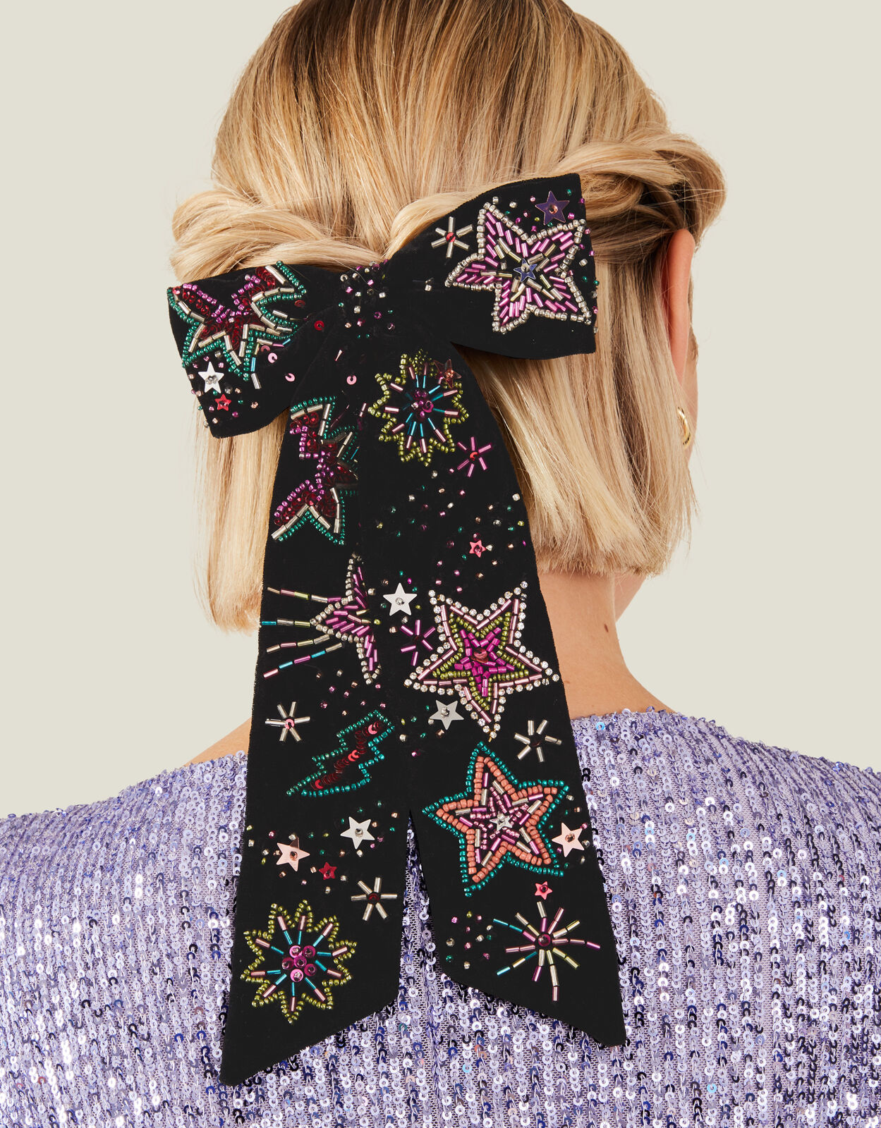 Large Beaded Star Hair Bow