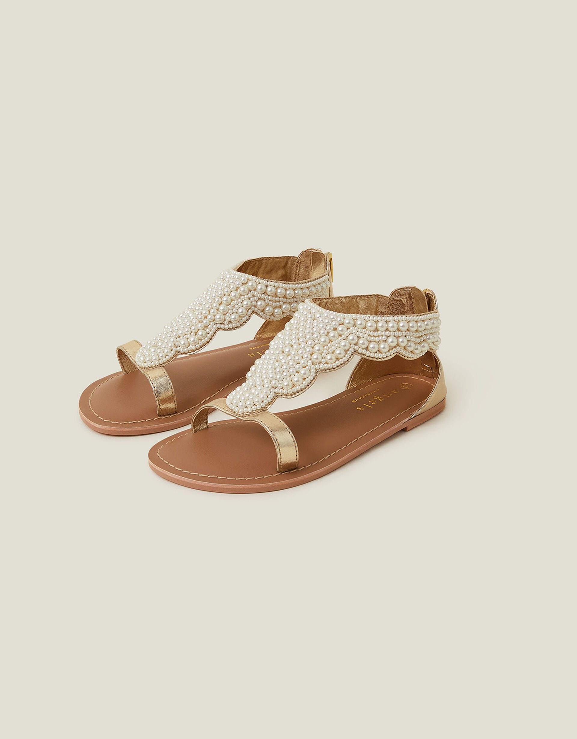 Girls Pearl Embellished Sandals Cream | Clothing & Shoes | Accessorize ...