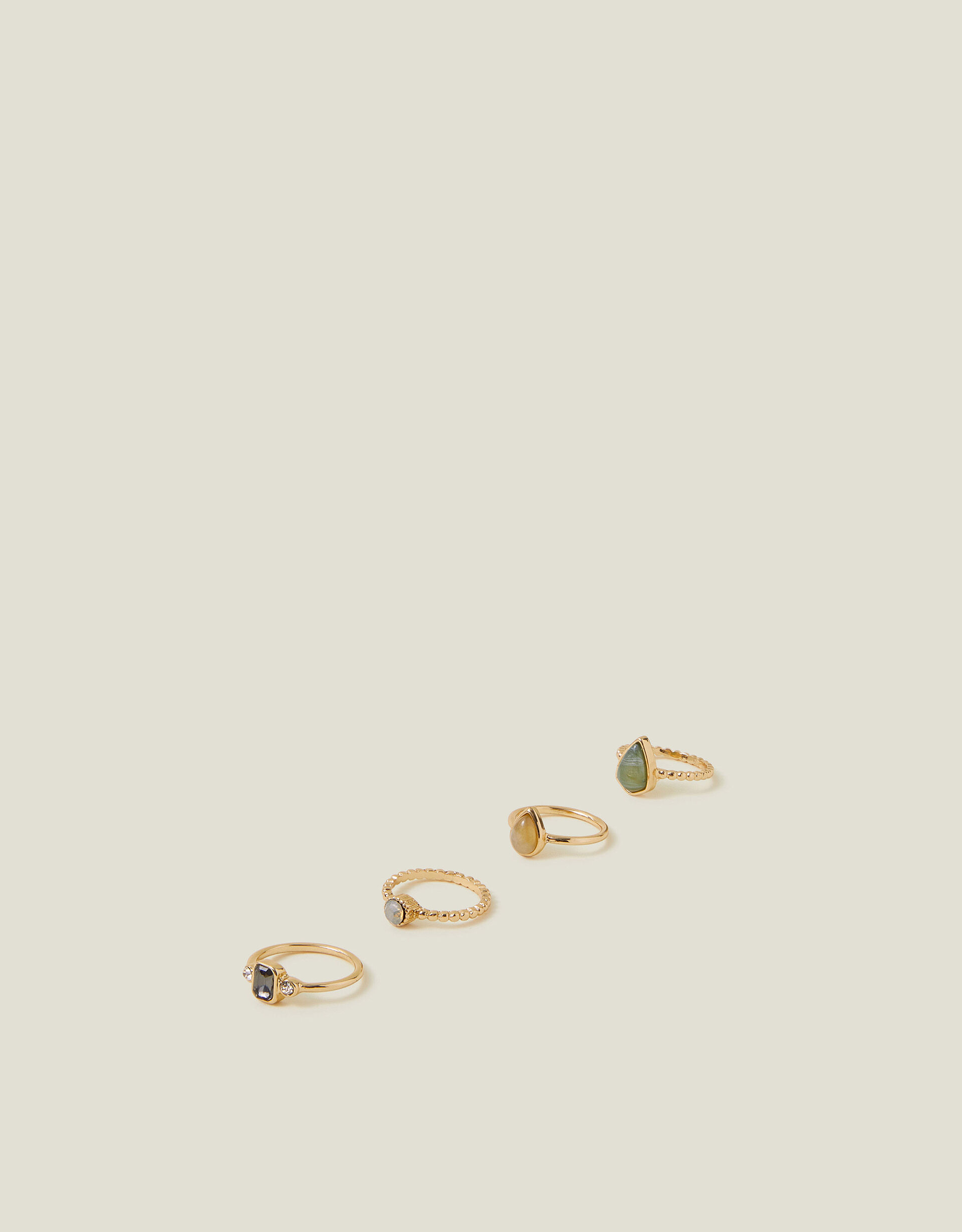 4-Pack Mixed Stone Rings Green | Stacking Rings | Accessorize Global