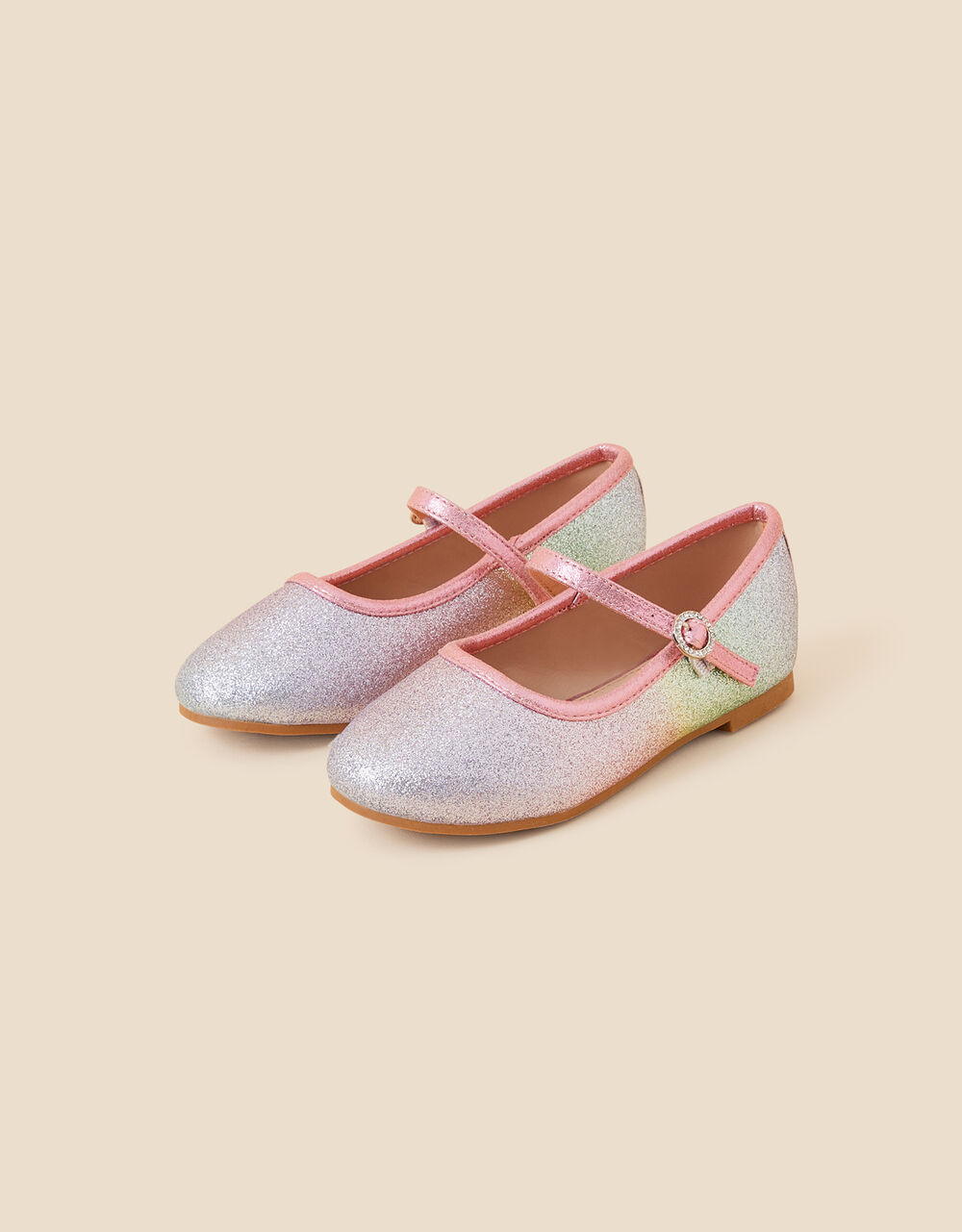 Girls Ombre Rainbow Glitter Ballerina Flats Multi | Girls flat shoes ...