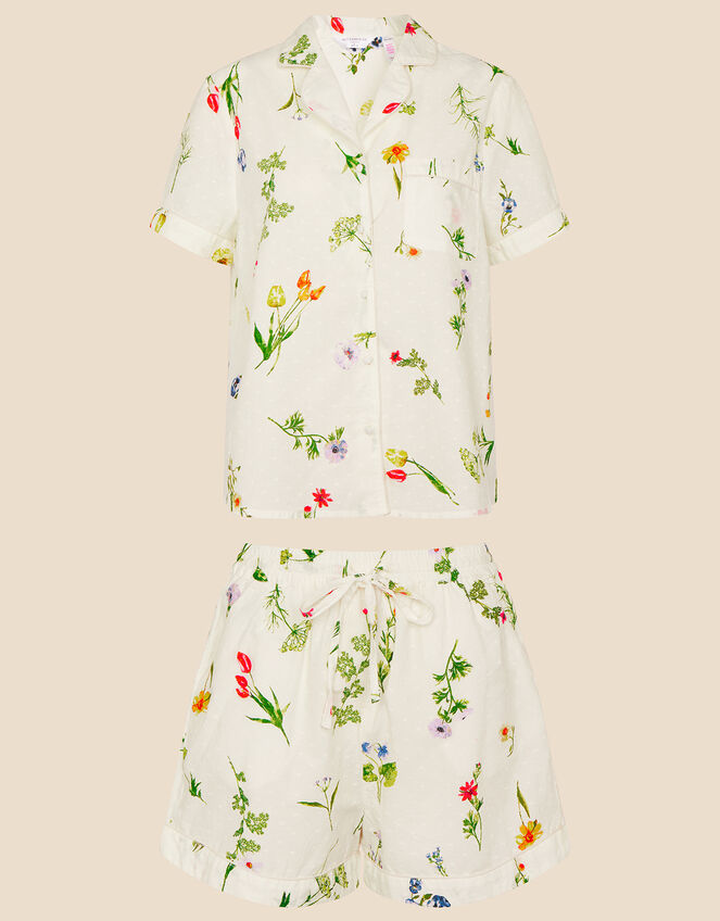 Floral Print Dobby Pyjama Set Ivory | Leggings & Joggers | Accessorize UK