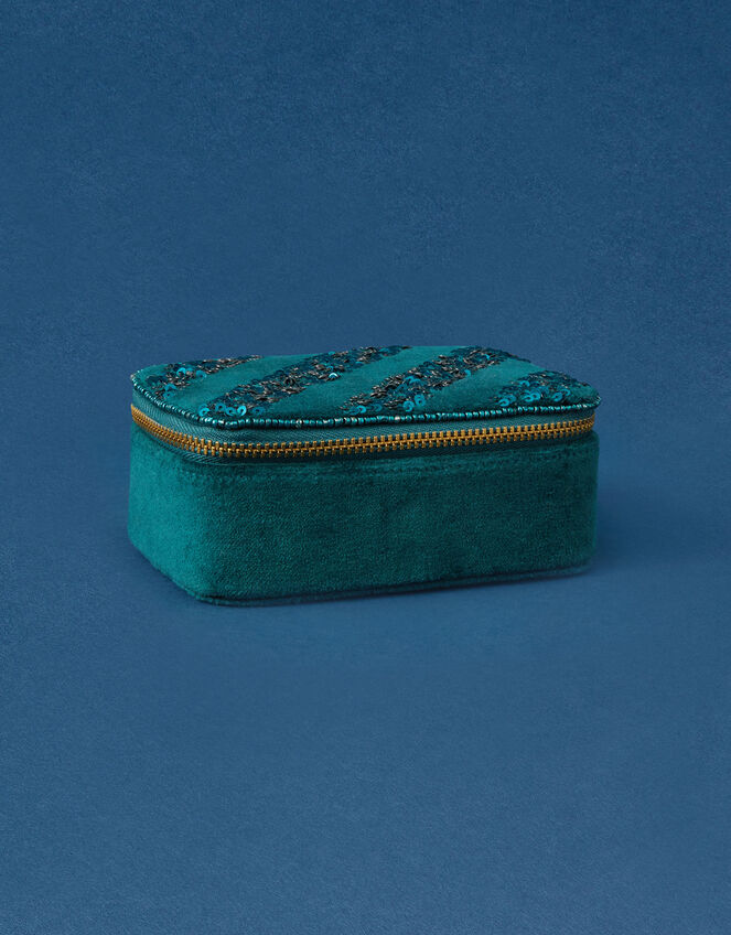 Sequin Stripe Velvet Jewellery Box Teal | Purses & Cardholders ...