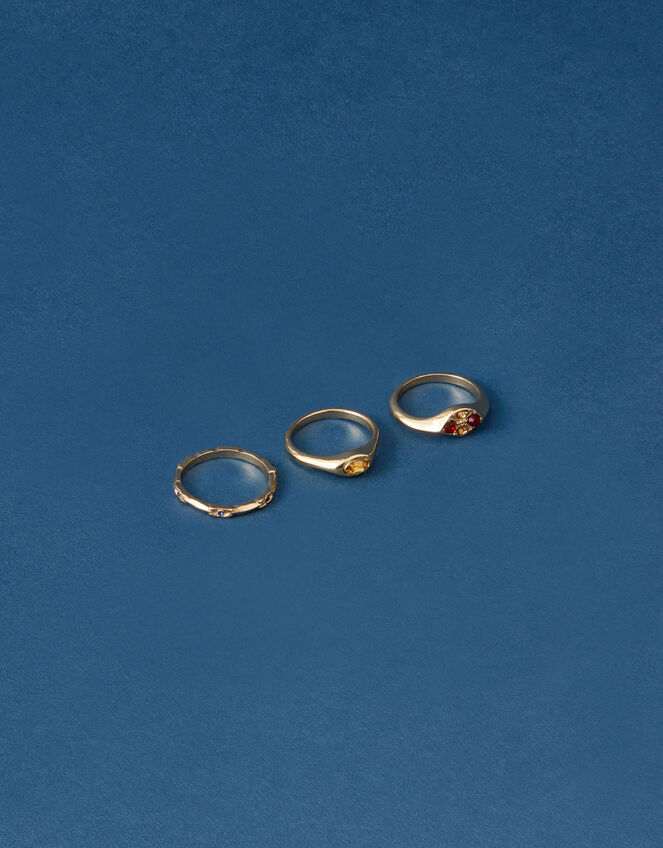 Gem Signet Stacking Rings Set of Three Multi | Stacked rings ...