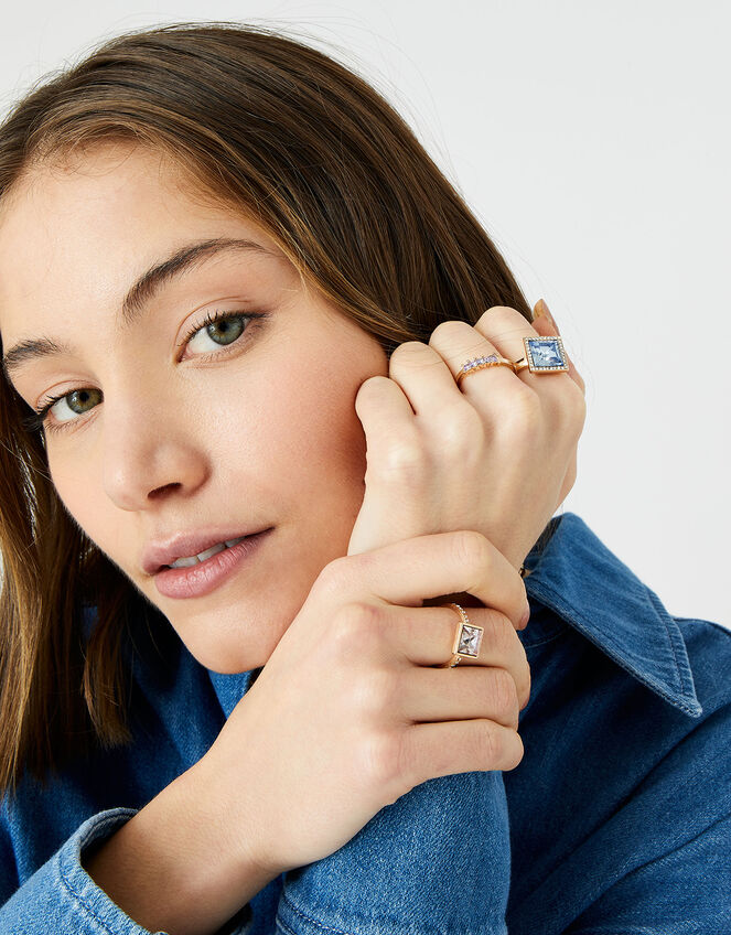Princess Cut Ring Stacking Set Multi | Stacked rings | Accessorize UK