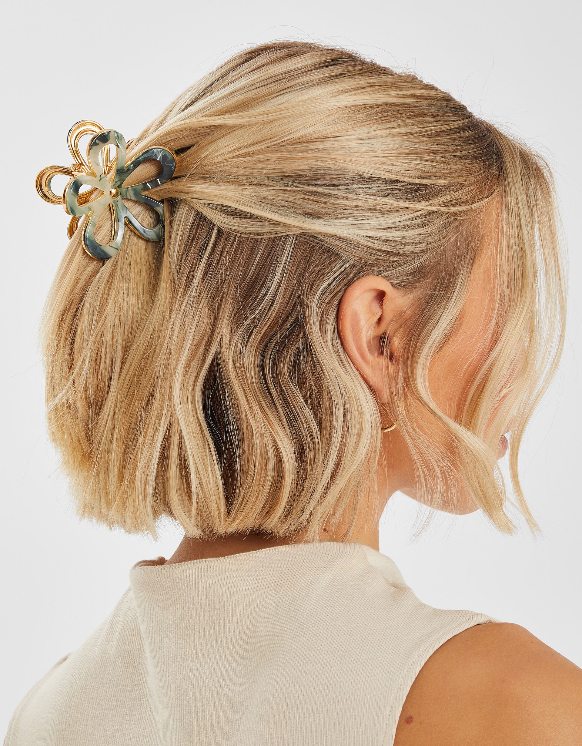Marble Metal Flower Claw Clip Green | Hair Accessories | Accessorize UK