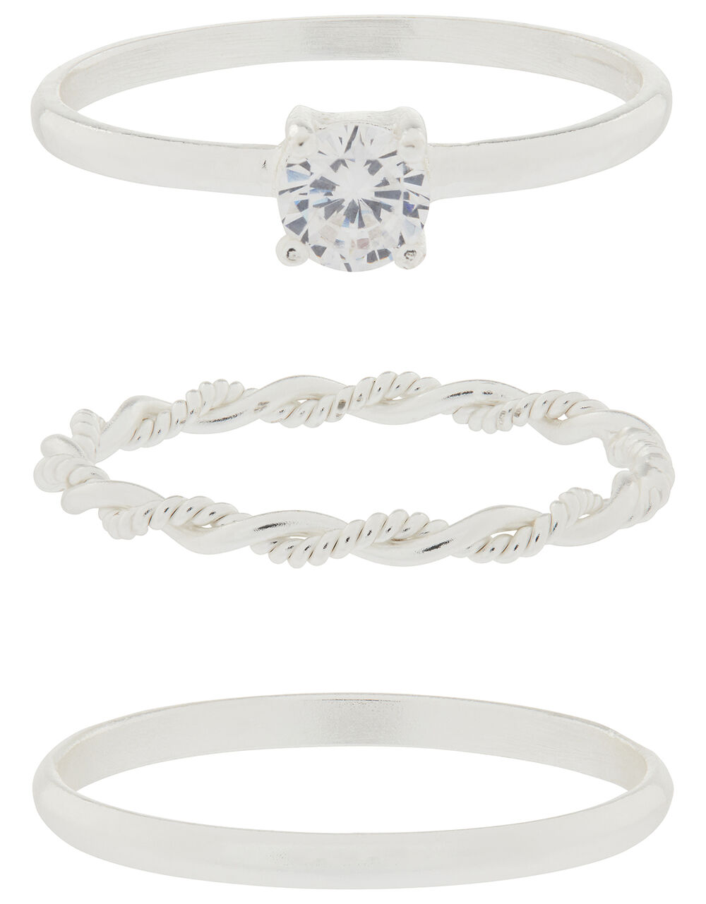 Sterling Silver Sparkle Ring Set White | Sterling silver | Accessorize UK