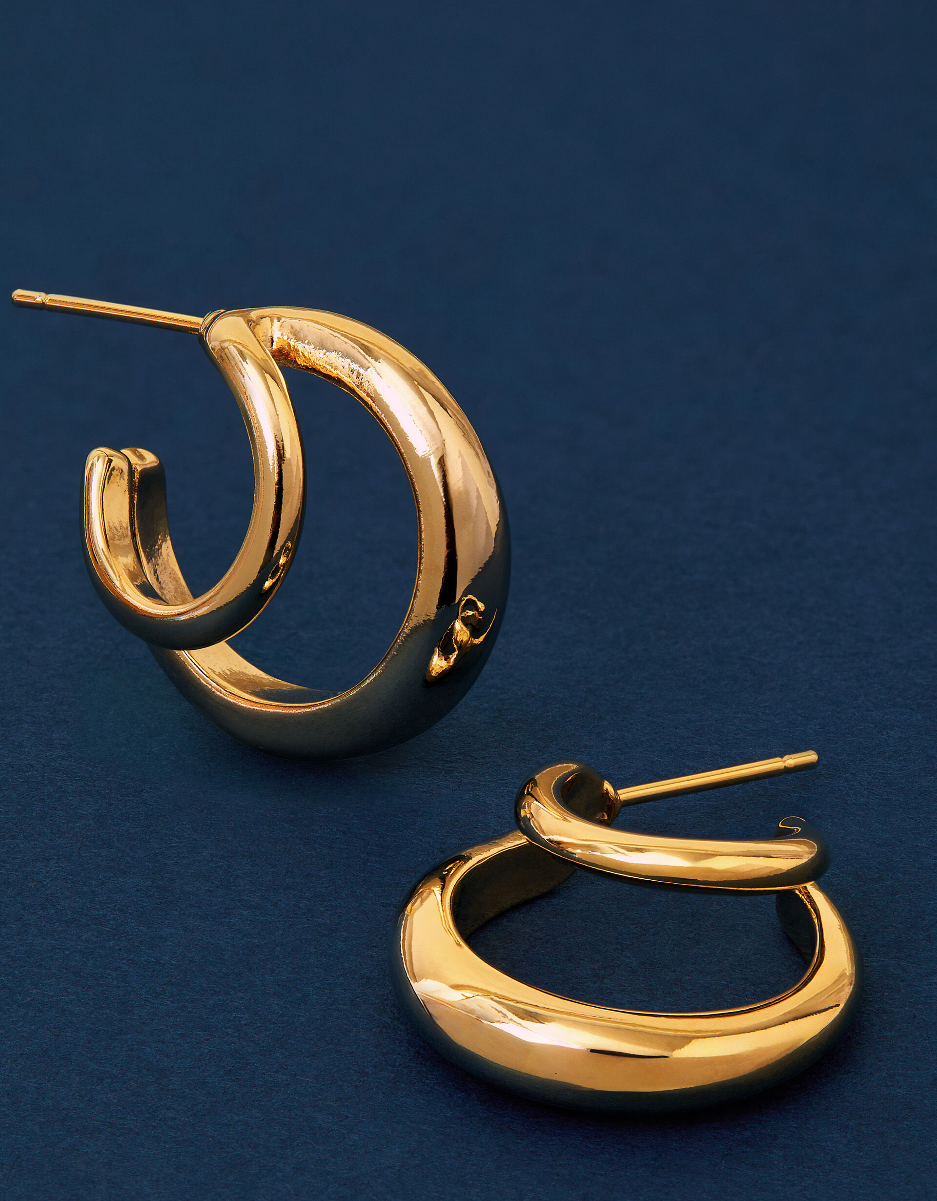 14ct Gold-Plated Double Hoops | Earrings | Accessorize Global