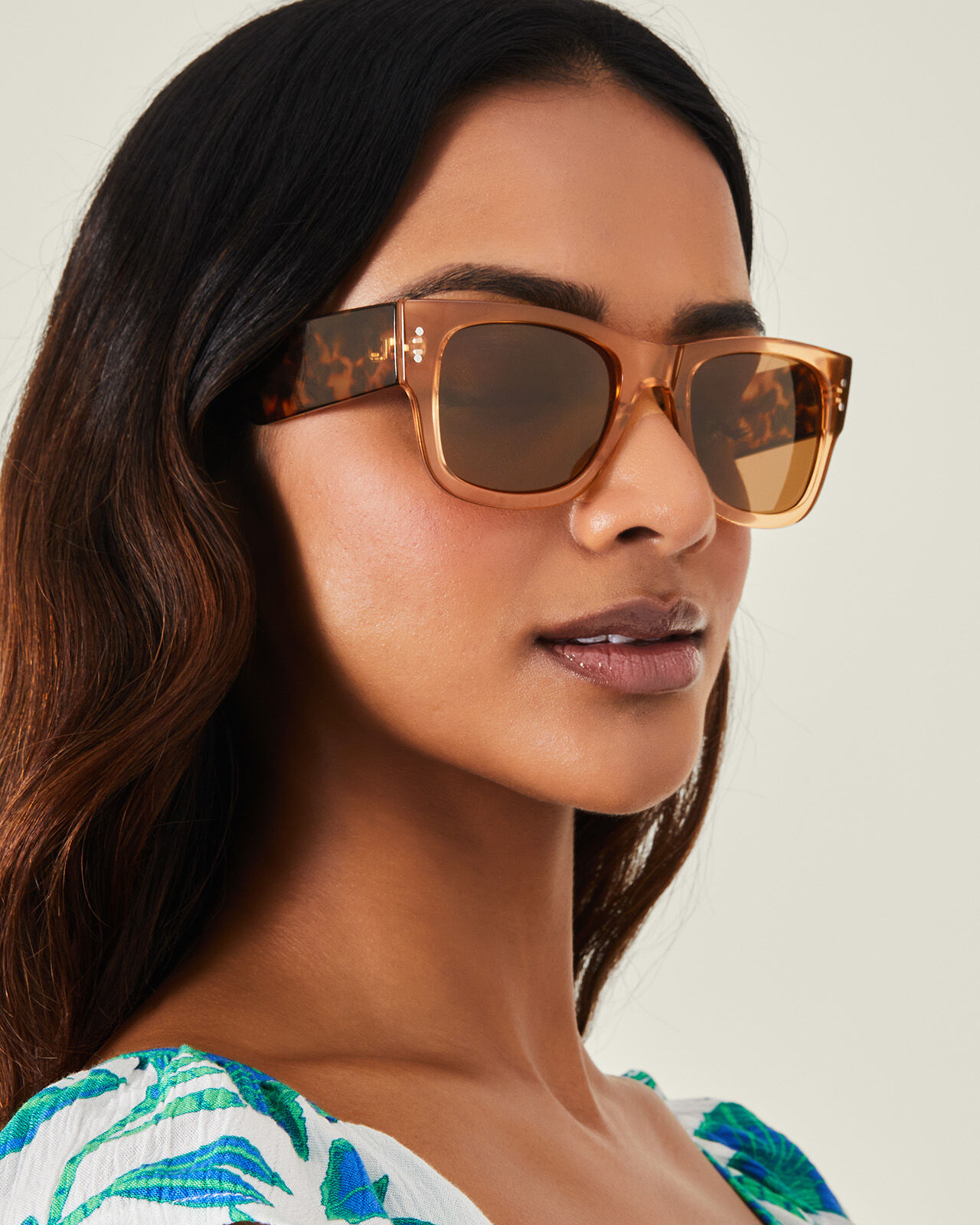 Crystal Contrast Arm Sunglasses