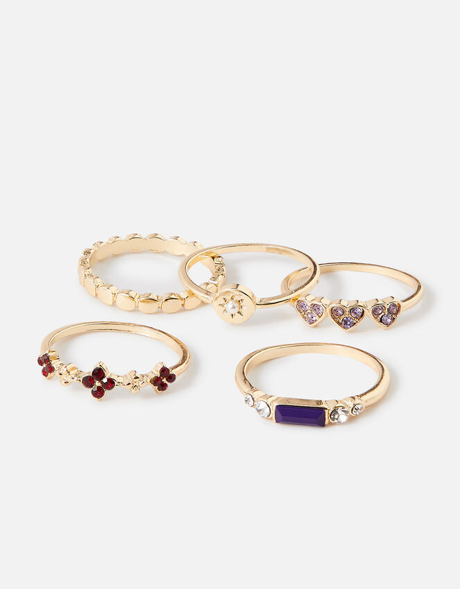 Stacking Rings 5 Pack Purple | Stacked rings | Accessorize UK