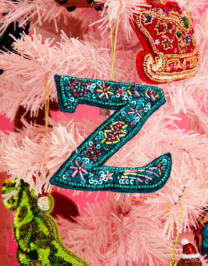 Embellished Initial Hanging Decoration Teal | Christmas decorations ...