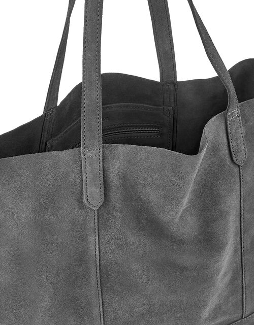 Leather Tote Bag Grey | Leather bags | Accessorize UK