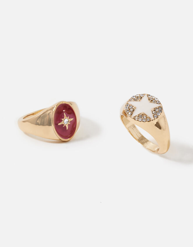 Star Signet Ring Set Pink | Stacked rings | Accessorize UK
