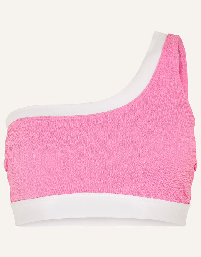 Textured One Shoulder Bikini Top Pink Bikini Tops Accessorize Global