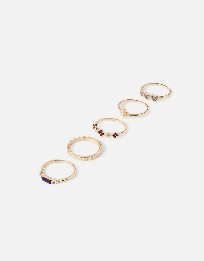 Stacking Rings 5 Pack Purple | Stacked rings | Accessorize UK