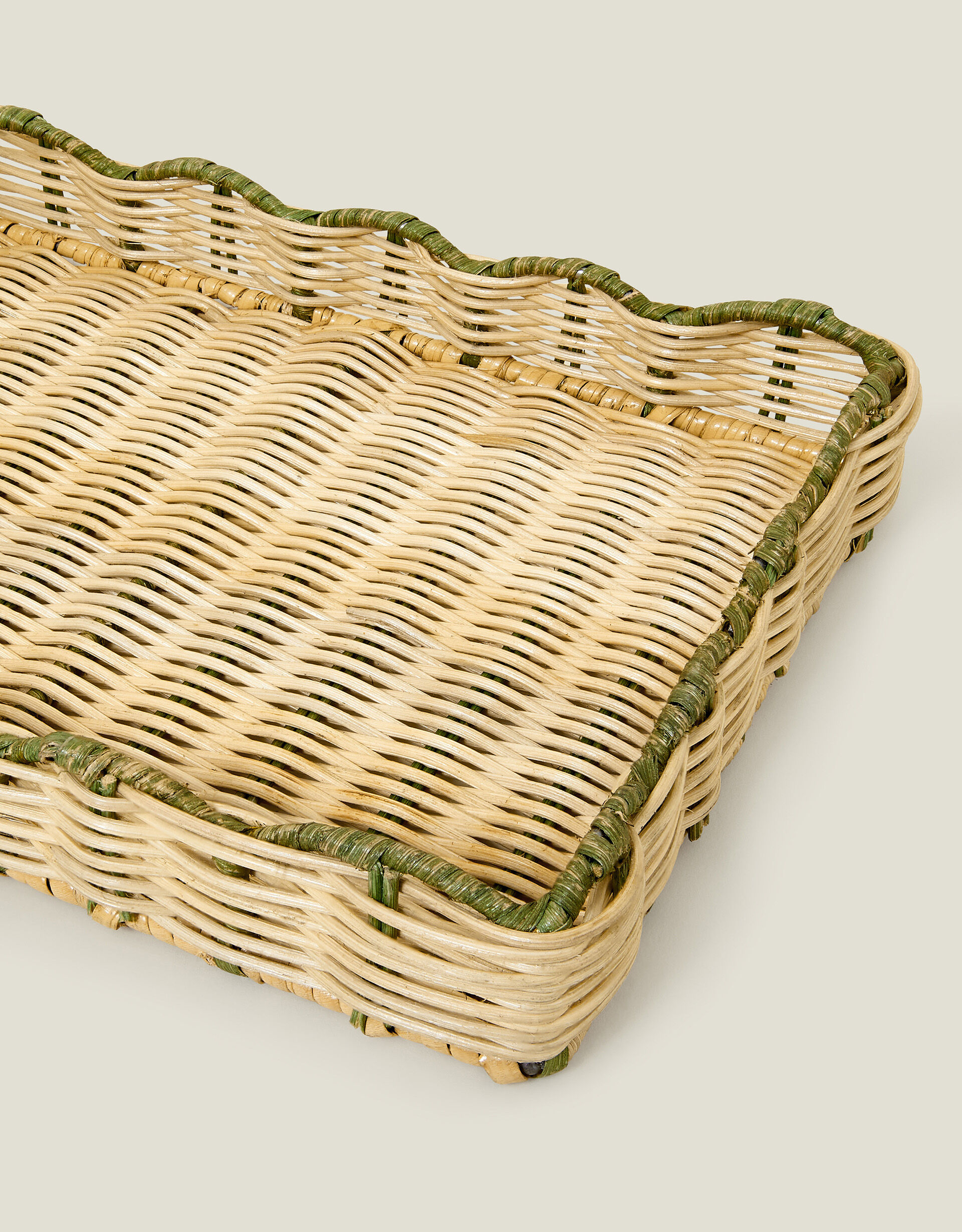 Rectangular Scalloped Wicker Tray | Accessorize Global Navigation ...