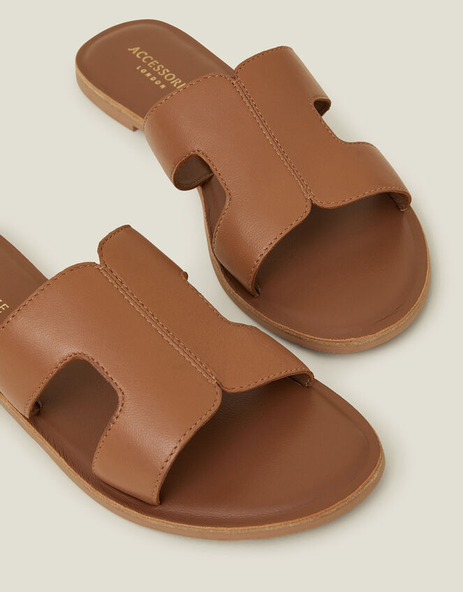 Leather Cut-Out Sliders Tan | Sandals & Flip Flops | Accessorize UK