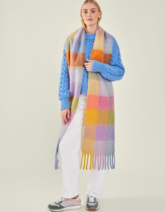 Super Soft Pastel Check Tassel Scarf | Accessorize UK Navigation ...